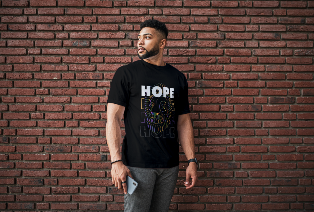 Men’s Cotton T-shirt “HOPE-Lion” (Regular or Oversized Fit) - The Hope Giver Campaign (THGC)